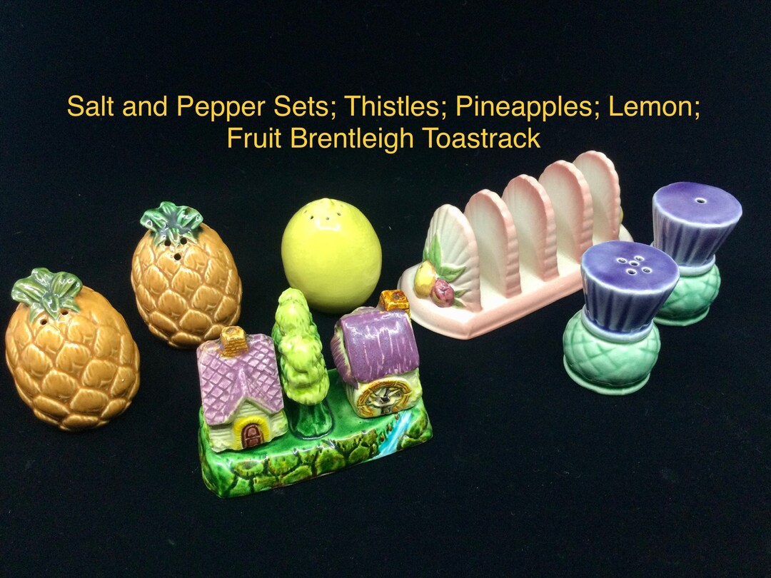 VINTAGE Salt and Pepper Sets; Pineapple Set; Lemon Pepper; House and ...