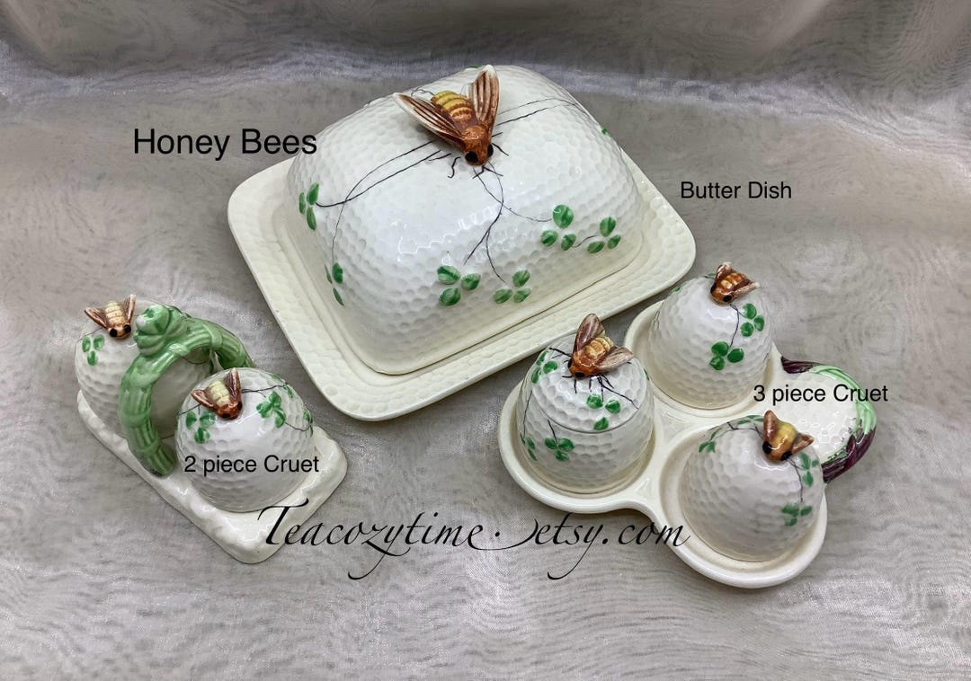 VINTAGE SYLVIA China Collection: Butter Dish; Cruet Set Five Pieces ...
