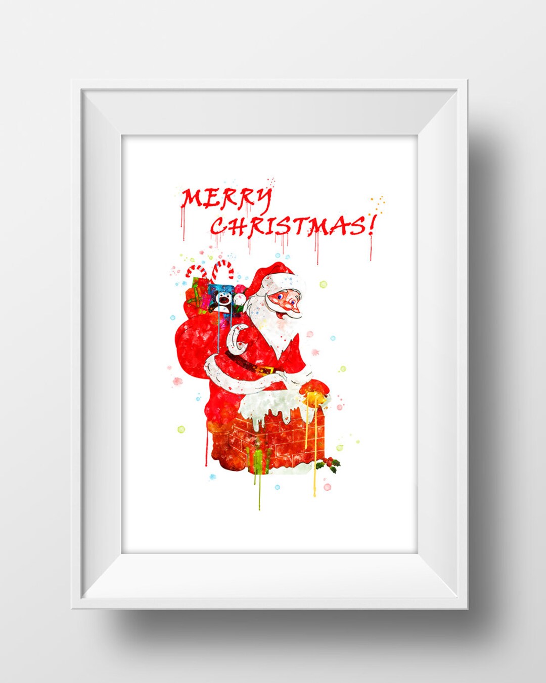 Santa Print Printable Art Santa Claus Poster Christmas Vintage Cute ...