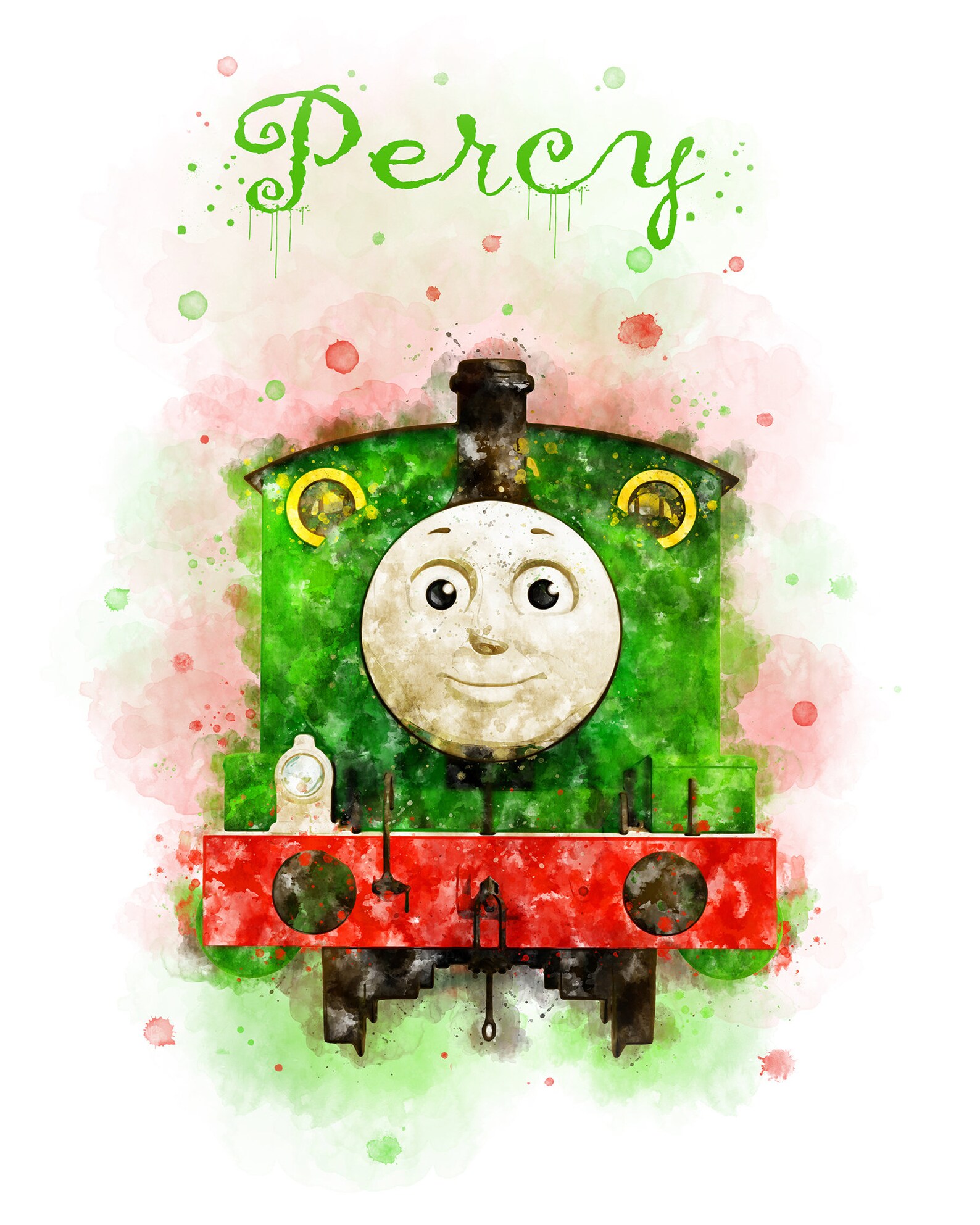 Percy the Train Watercolor Print Thomas the Tank Engine Poster - Etsy