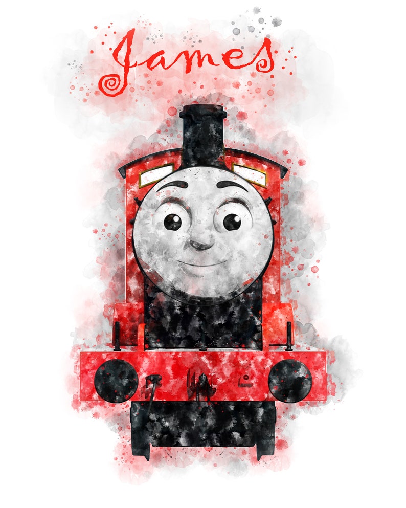 James the Train Watercolor Print Thomas and Friends Printable Poster ...