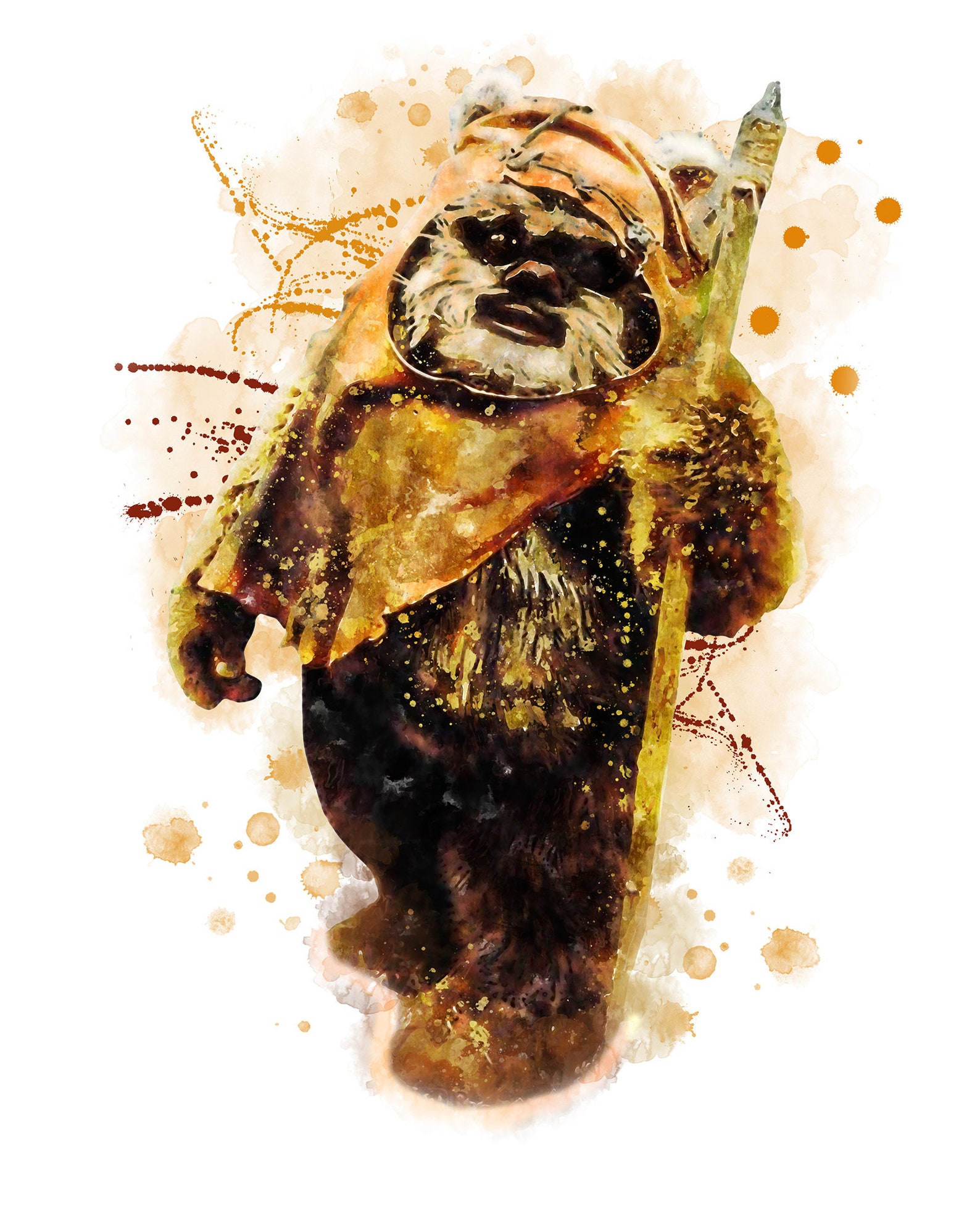 Star Wars Poster Wicket the Ewok Poster Wicket Watercolor | Etsy