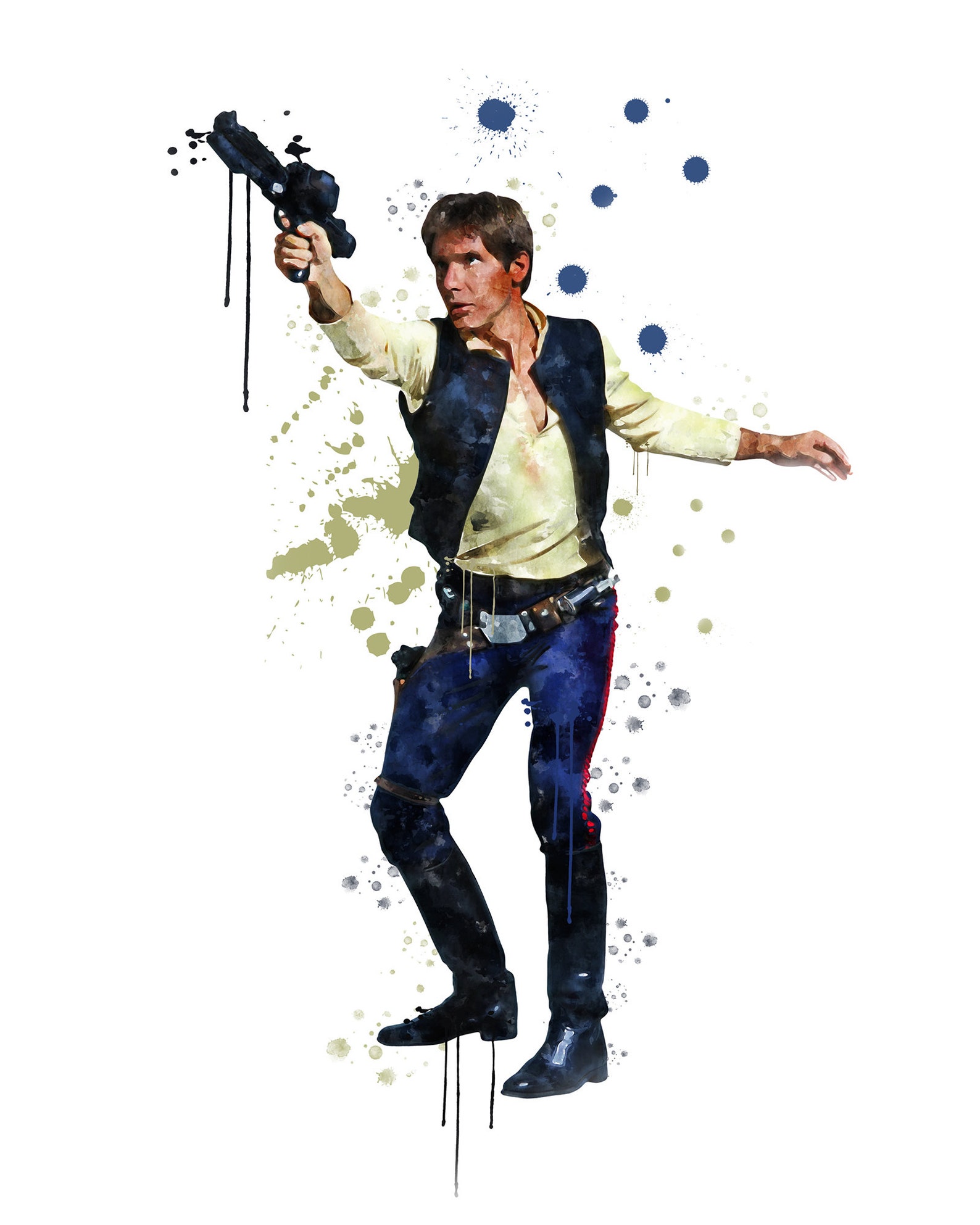 Han Solo Poster Star Wars Watercolor Han Solo Print Star Wars | Etsy