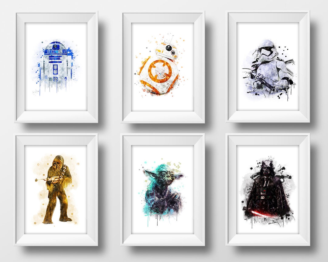 Star Wars Set 6 Star Wars Watercolor Star Wars Print Darth Vader Poster ...