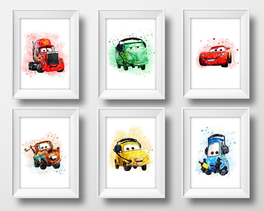 Car Watercolor Print 6 Set Car Printable Poster Painting Splash Art ...