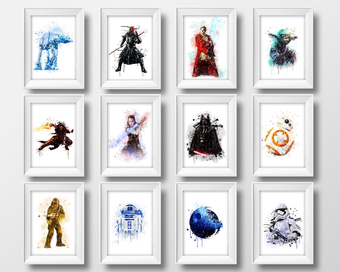 Star Wars Set 12 Star Wars Watercolor Star Wars Print Darth - Etsy ...