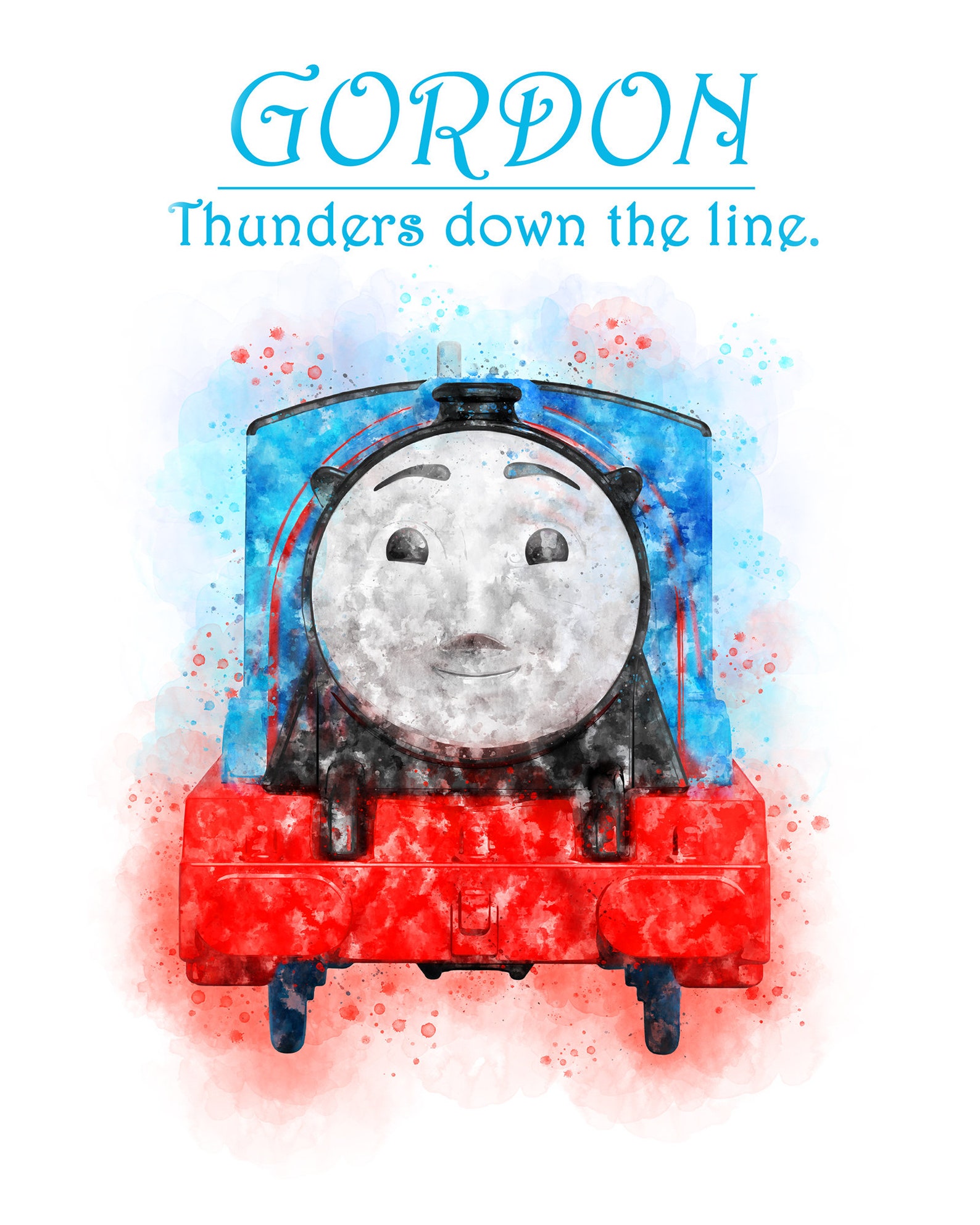 Thomas and Friends Poster Gordon Watercolor Print Thomas | Etsy