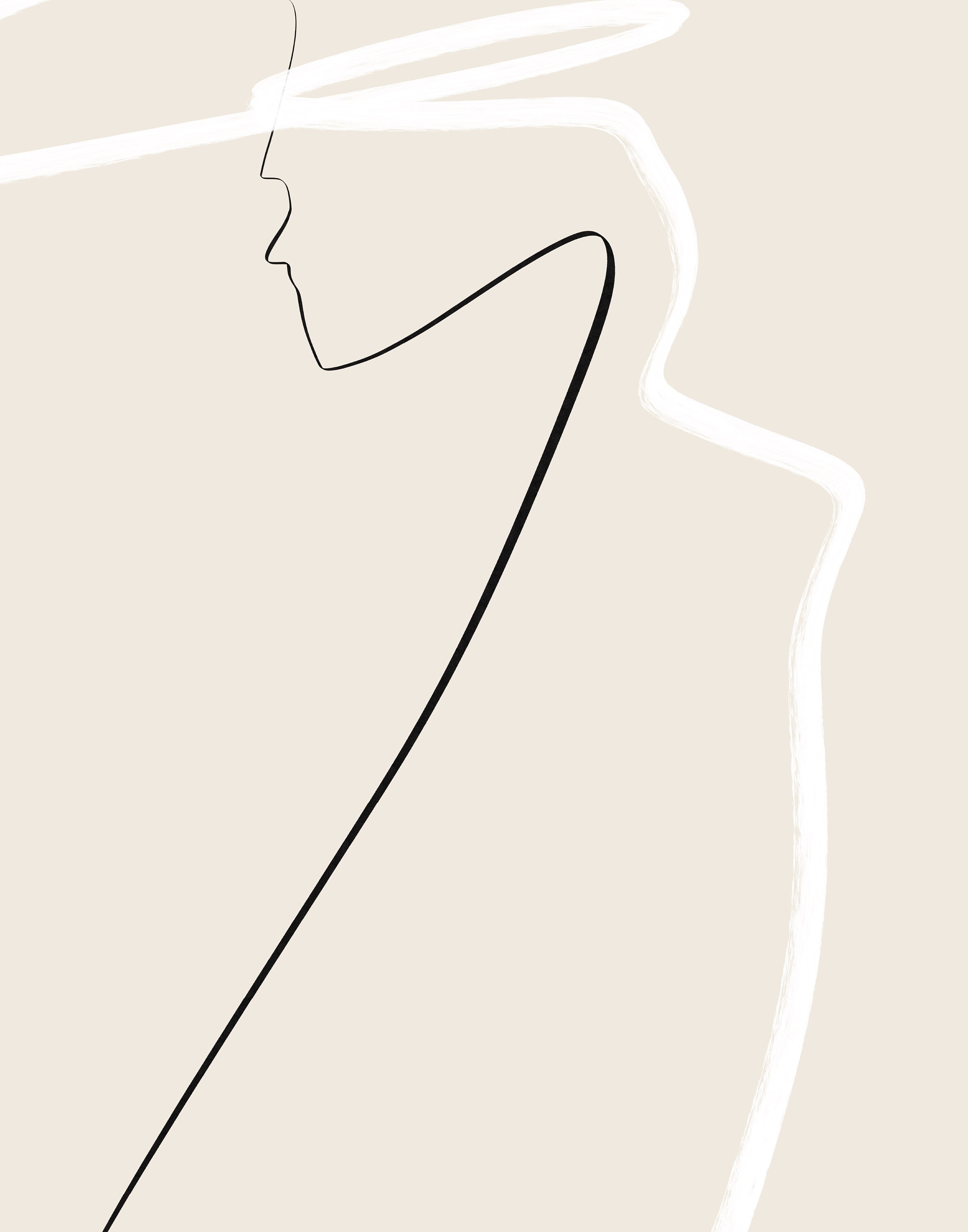 One Line Drawing Art Print Beige Neutral Tones Abstract Wall | Etsy