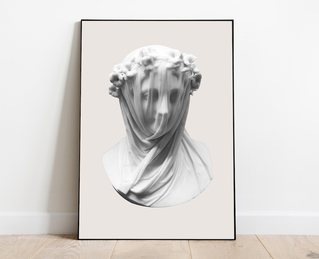 Veiled Lady Bust Sculpture Print, Rome Statue, Digital Download, Greek ...