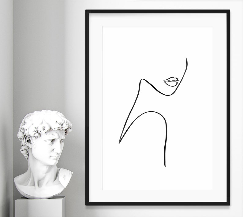 Abstract Face Illustration Aesthetic Room Decor Black Ink - Etsy