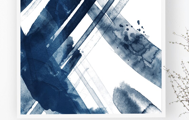 Abstract Print Blue Watercolor Printable Wall Art Digital - Etsy