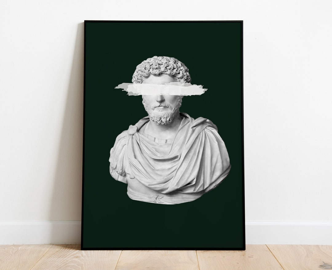 Marcus Aurelius Marble Sculpture Print, Emerald Green, Stoic Decor ...