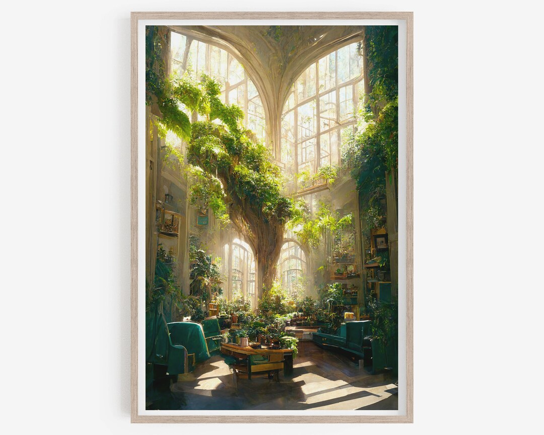 Victorian Painting, Printable Art, Victorian Palm House, Rustic ...