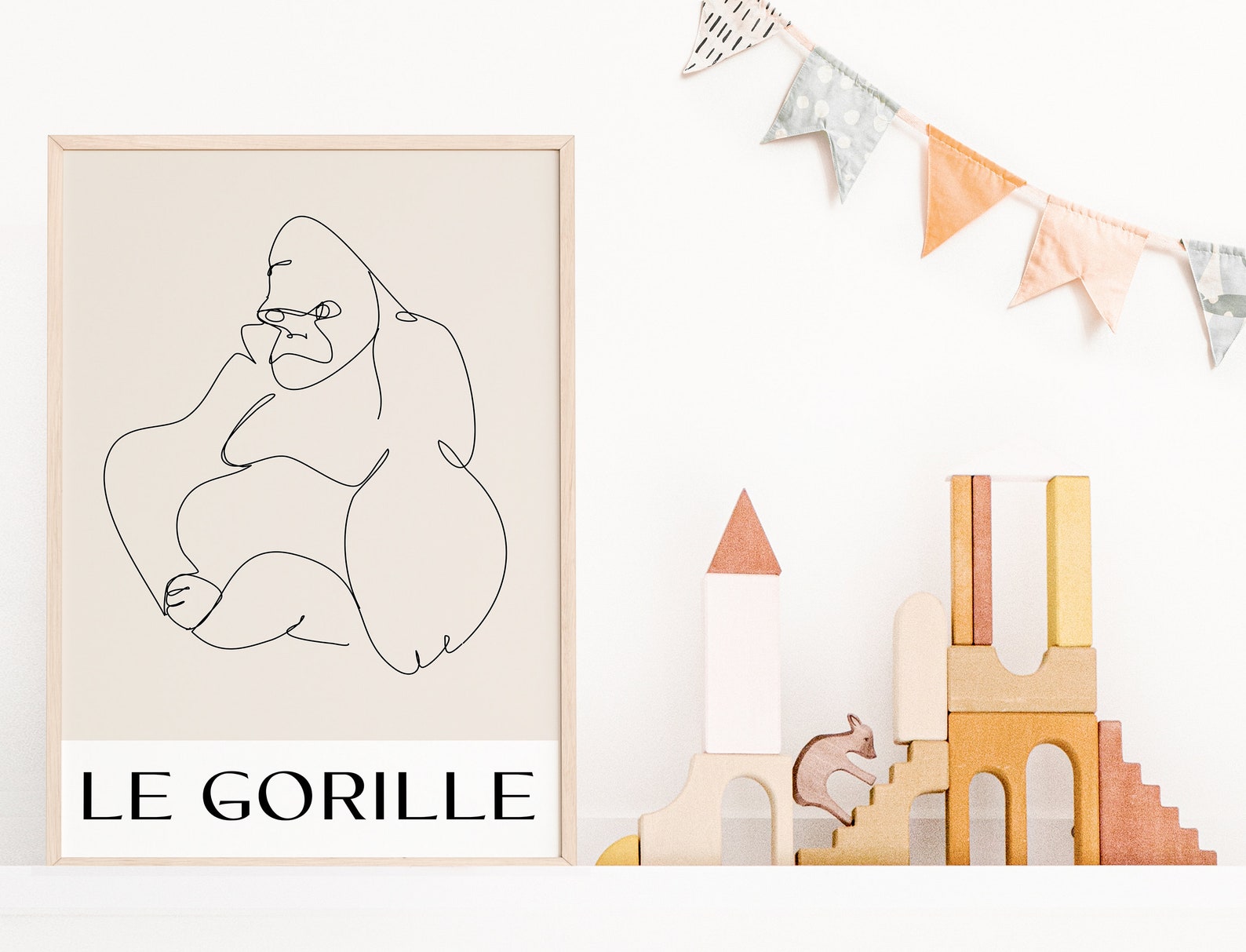 Animal Line Drawing Minimalist Kids Room Decor Nursery Wall - Etsy