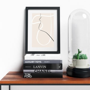 One Line Drawing Art Print Beige Neutral Tones Abstract Wall - Etsy