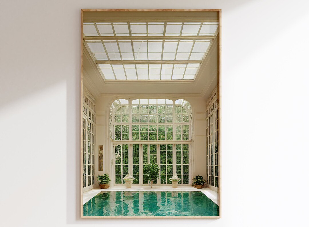 Victorian Indoor Pool Print, Botanical Greenhouse Art (digital Download ...