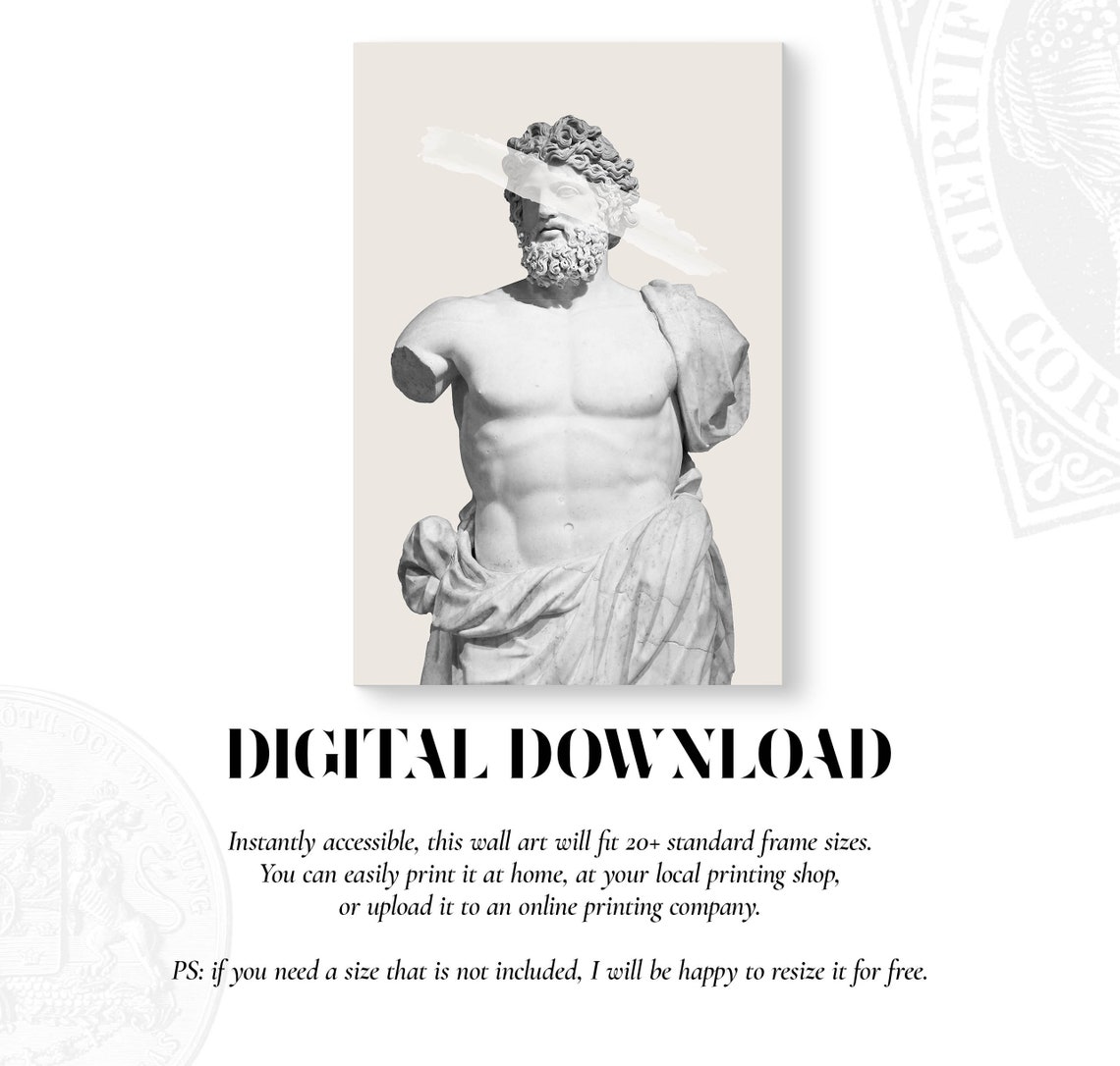 Zeus Statue Print God Statue Print Zeus Digital Download | Etsy