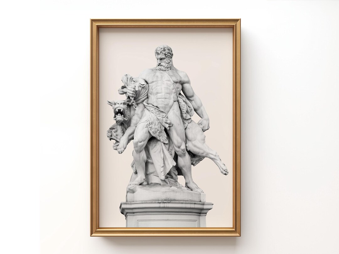 Hercules and Cerberus Greek Mythology Printable Wall Art - Classical ...