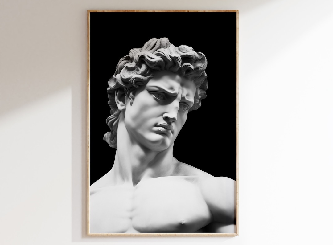 Marble Sculpture of David - Elegant Wall Art Print, Classic Rome Statue ...