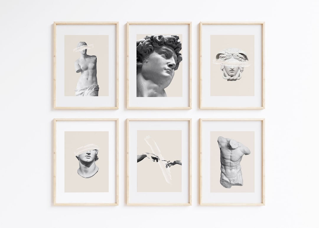 Rome Statues Print Set: Beige Greek Mythology Wall Art (digital ...