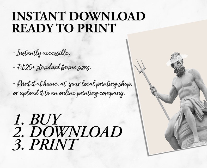 Poseidon Statue Print Greek Mythology Art Greek Decor - Etsy
