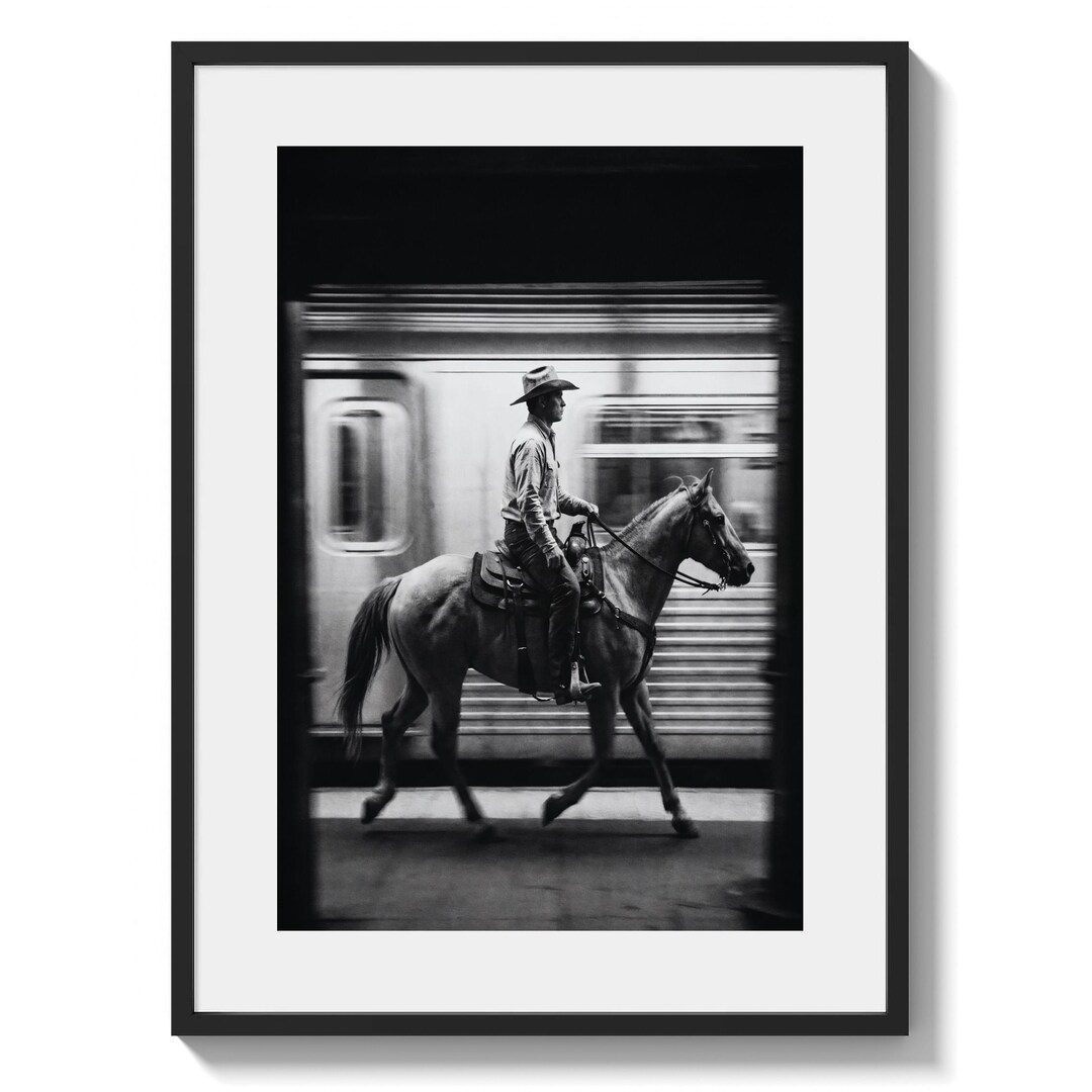 Cowboy Subway Poster Art | Vintage NYC Black & White Print | Printable ...
