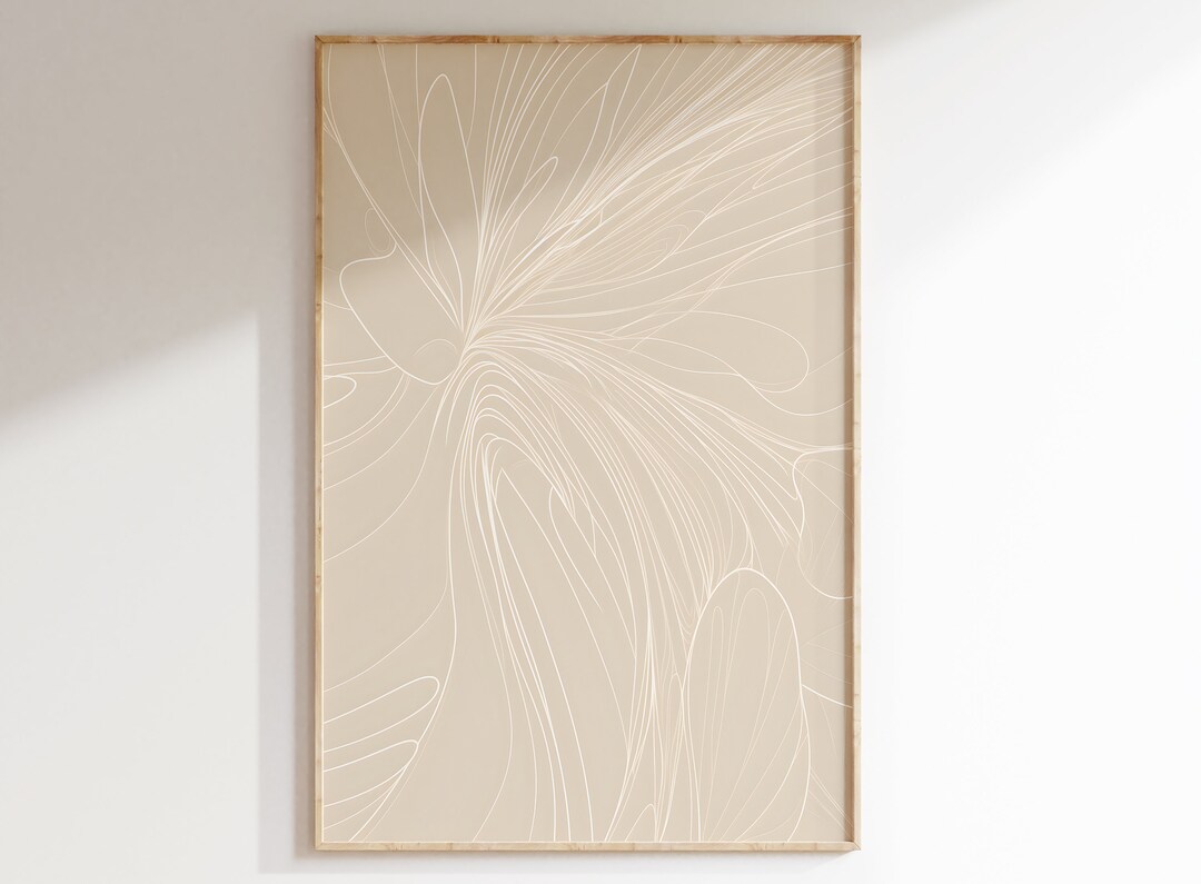 Japandi Wabi Sabi Line Art Printable: Beige & White Neutral Abstract ...
