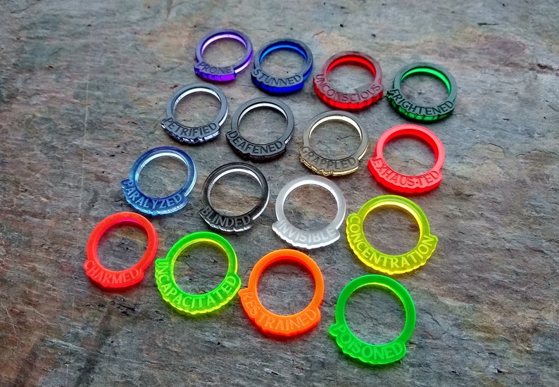 Dungeons and Dragons Condition Ring Set 64 Rings | Etsy
