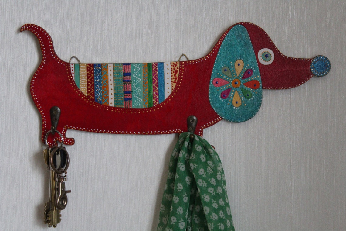 A Dog Shaped Wooden Wall Hook - Etsy UK