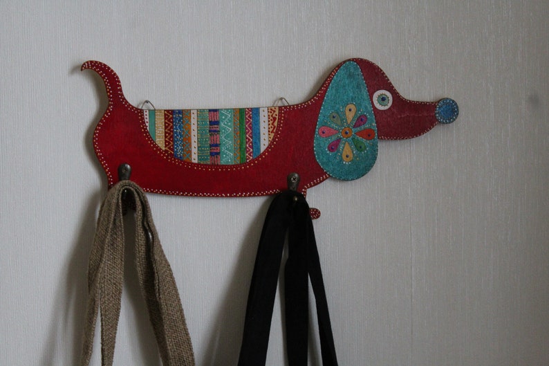 A Dog Shaped Wooden Wall Hook - Etsy UK