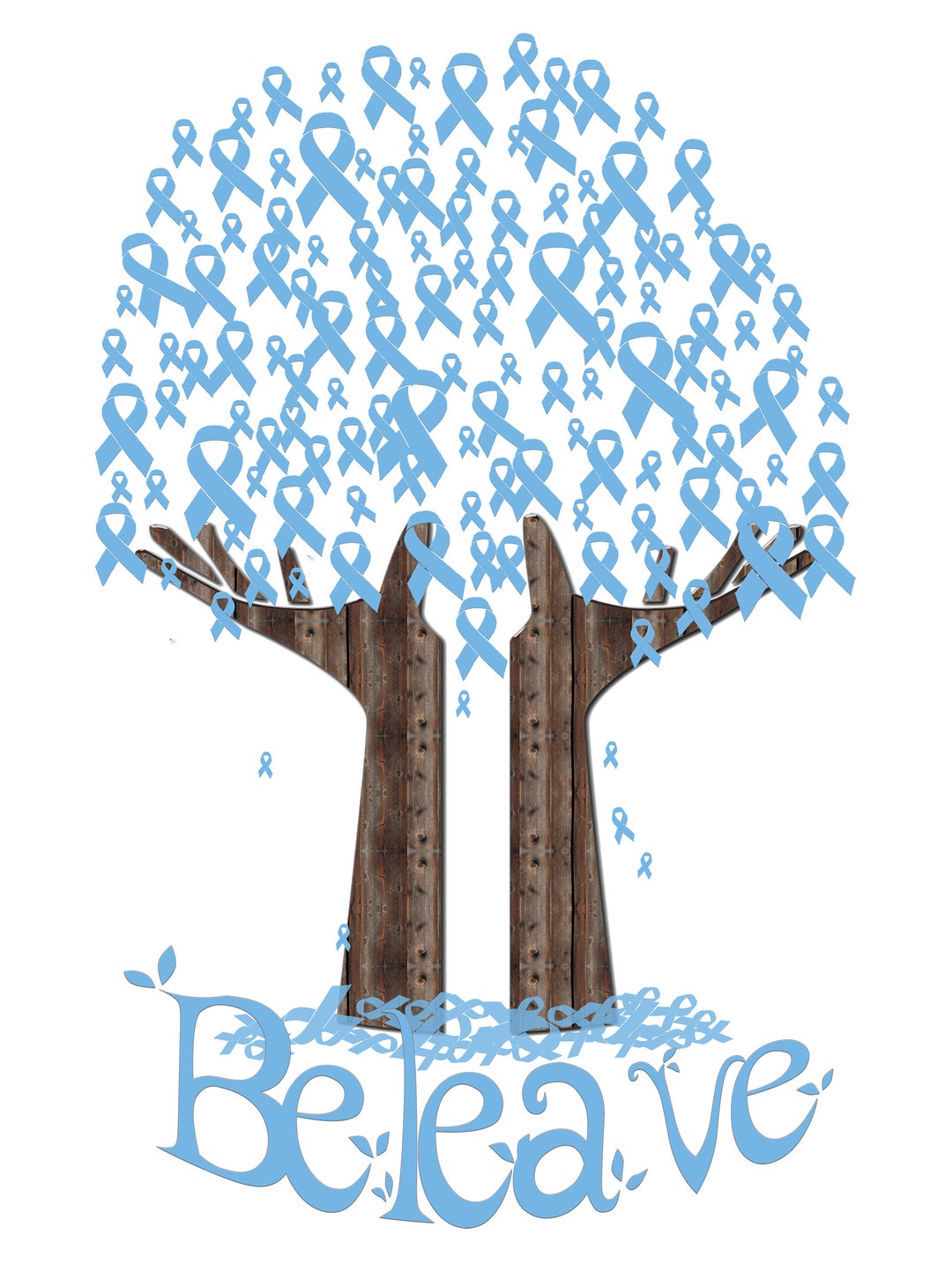 BeLEAVE Awareness Light Blue Ribbon Tree descarga digital - Etsy España