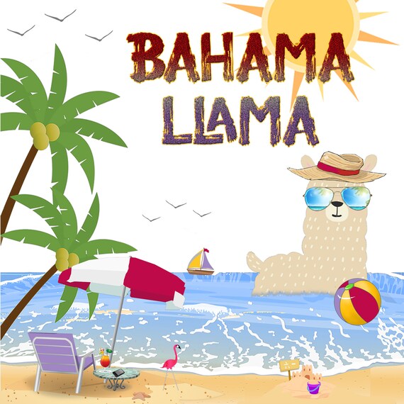 Materials Embellishments Digital Download Bahama Llama glitter letters ...