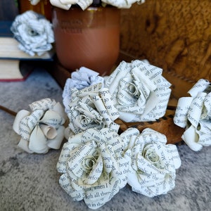 Mini Book Page Roses - Single Roses - Made From Real Books - Handmade ...