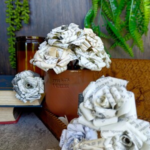 Mini Book Page Roses - Single Roses - Made From Real Books - Handmade ...