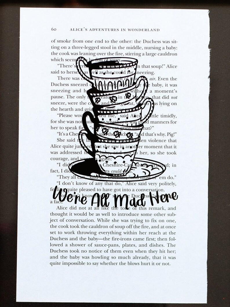 Alice in Wonderland Book Page Print - Upcycled Vintage Art - Etsy