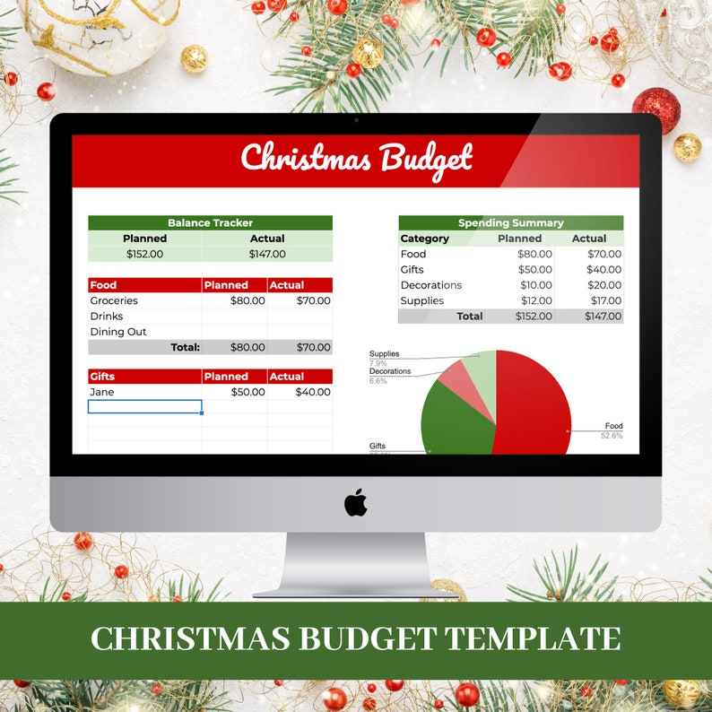 CHRISTMAS HOLIDAY PLANNER Google Sheets Christmas Budget | Etsy