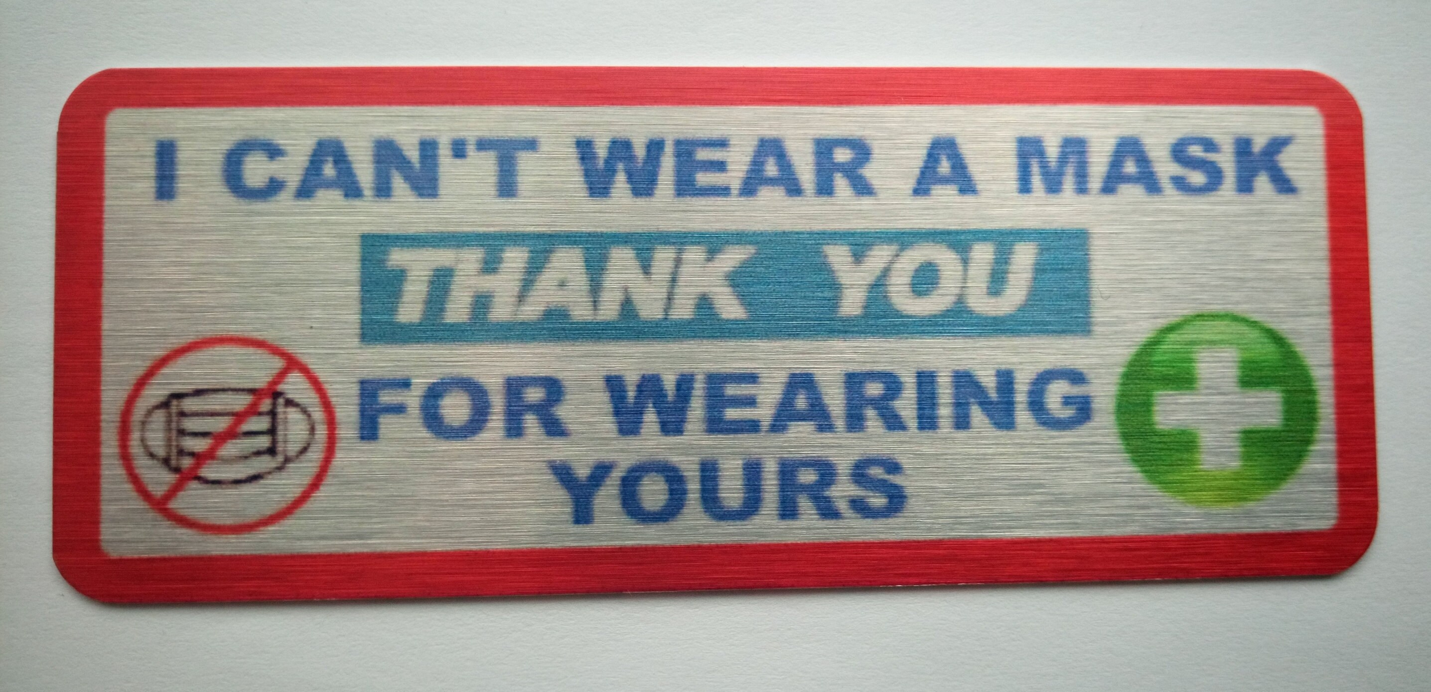 Can't Wear A Mask Badge. Medically Exempt Badge. NHS Pin - Etsy