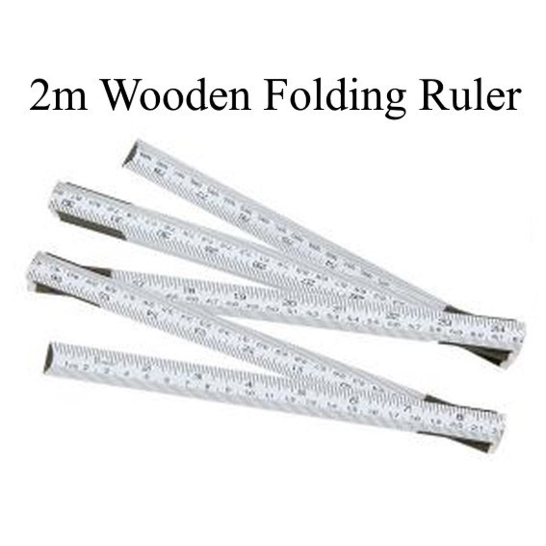 2 Meter Wooden Folding Ruler Steel Springs Easy to Use Metric and ...