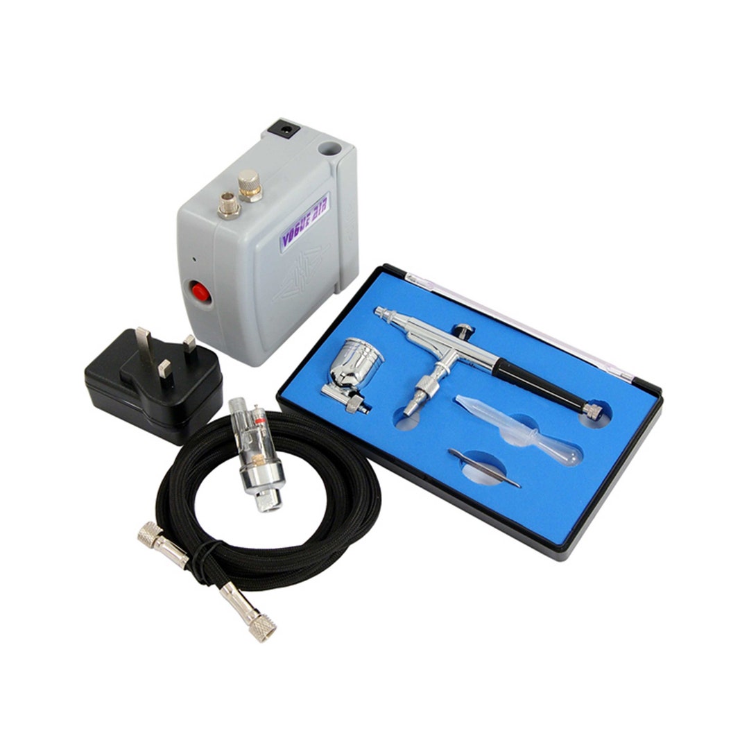 Complete 12V DC Mini Air Compressor & Air Brush Kit for Model Body Nail ...