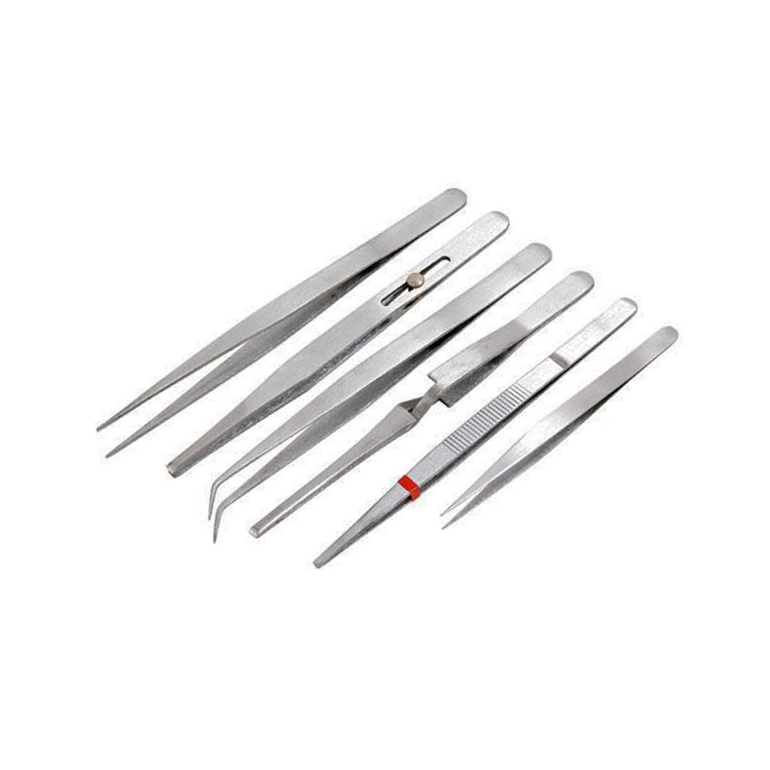 6piece Stainless Steel Tweezer Set Tapered Point Angle Fine Point Micro ...