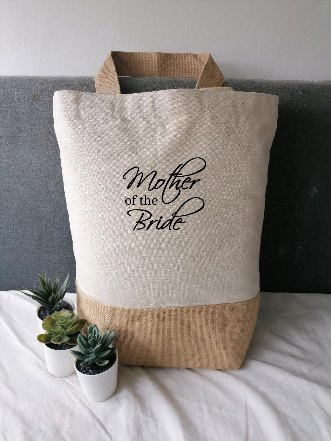 Mother of the Bride Bag Jute Base Canvas Shopper Bag Tote Bride's ...