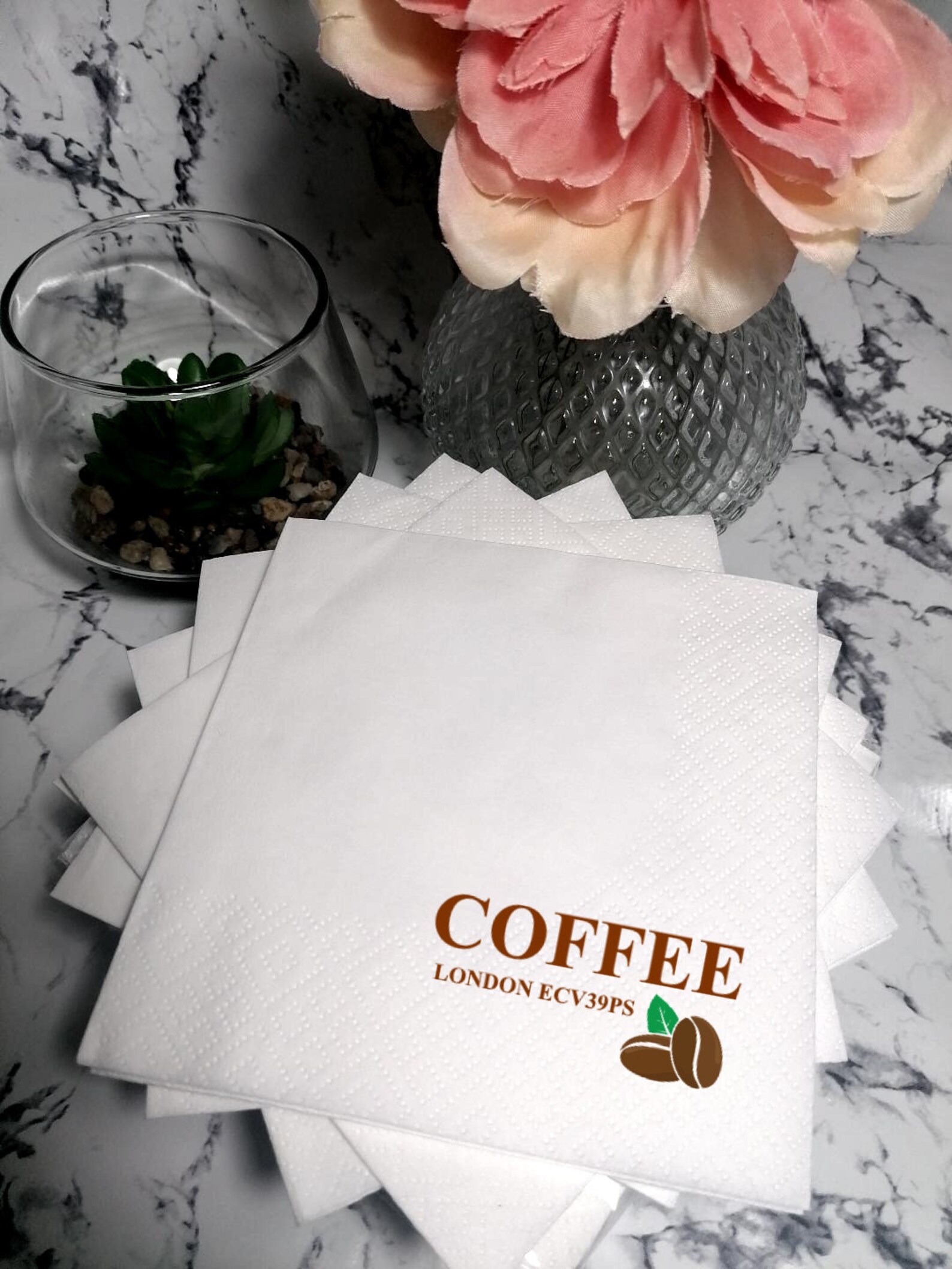 25 Personalised Custom Restaurant Cafe Coffee Shop Pub Napkins Drinks ...