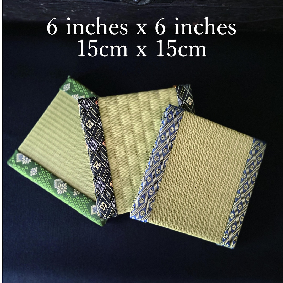 Zen Tatami Mat, Beige, Square 6. or 15cm, Handcrafted, Japanese Home ...