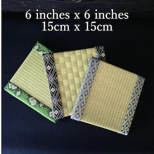 Zen Tatami Mat, Beige, Square 6. or 15cm, Handcrafted, Japanese Home ...