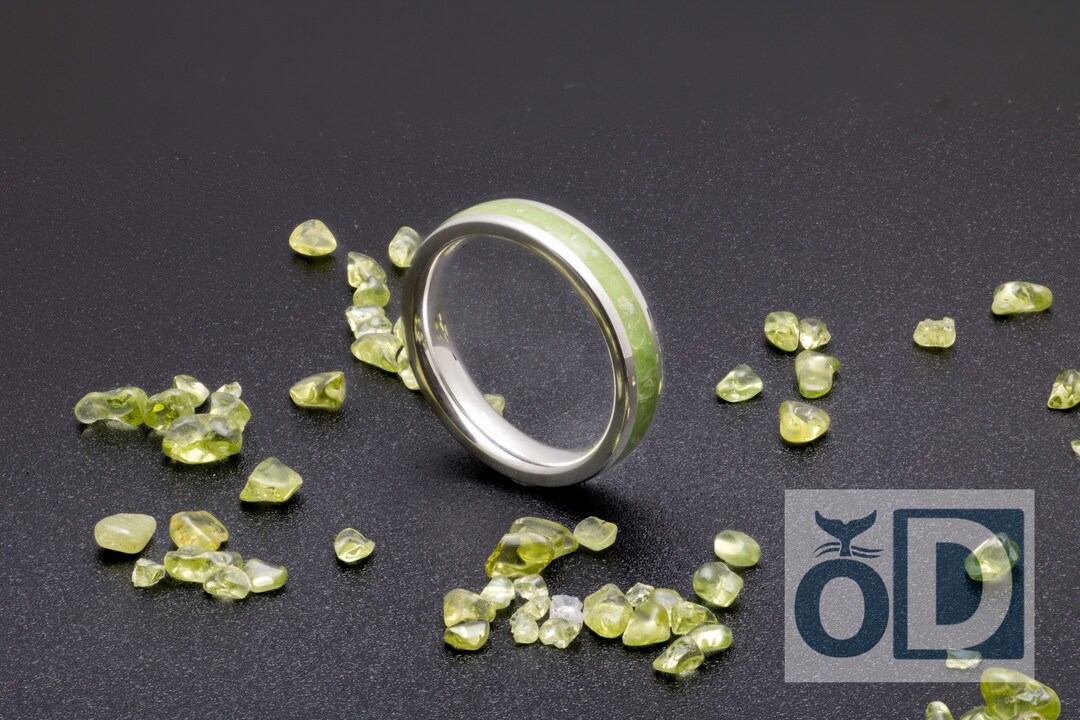 Peridot Ring, Handmade, Sterling Silver, Inlay Ring, Men’s Ring, Woman ...