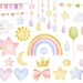 Watercolor Unicorns Clipart, Rainbow Unicorns, Instant Download, Hearts ...
