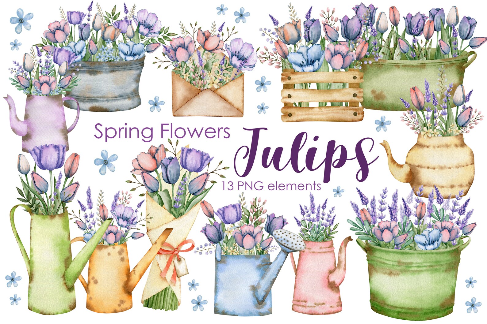 Watercolor Tulip Clipart, Mother's Day Decor, Tulip Compositions ...