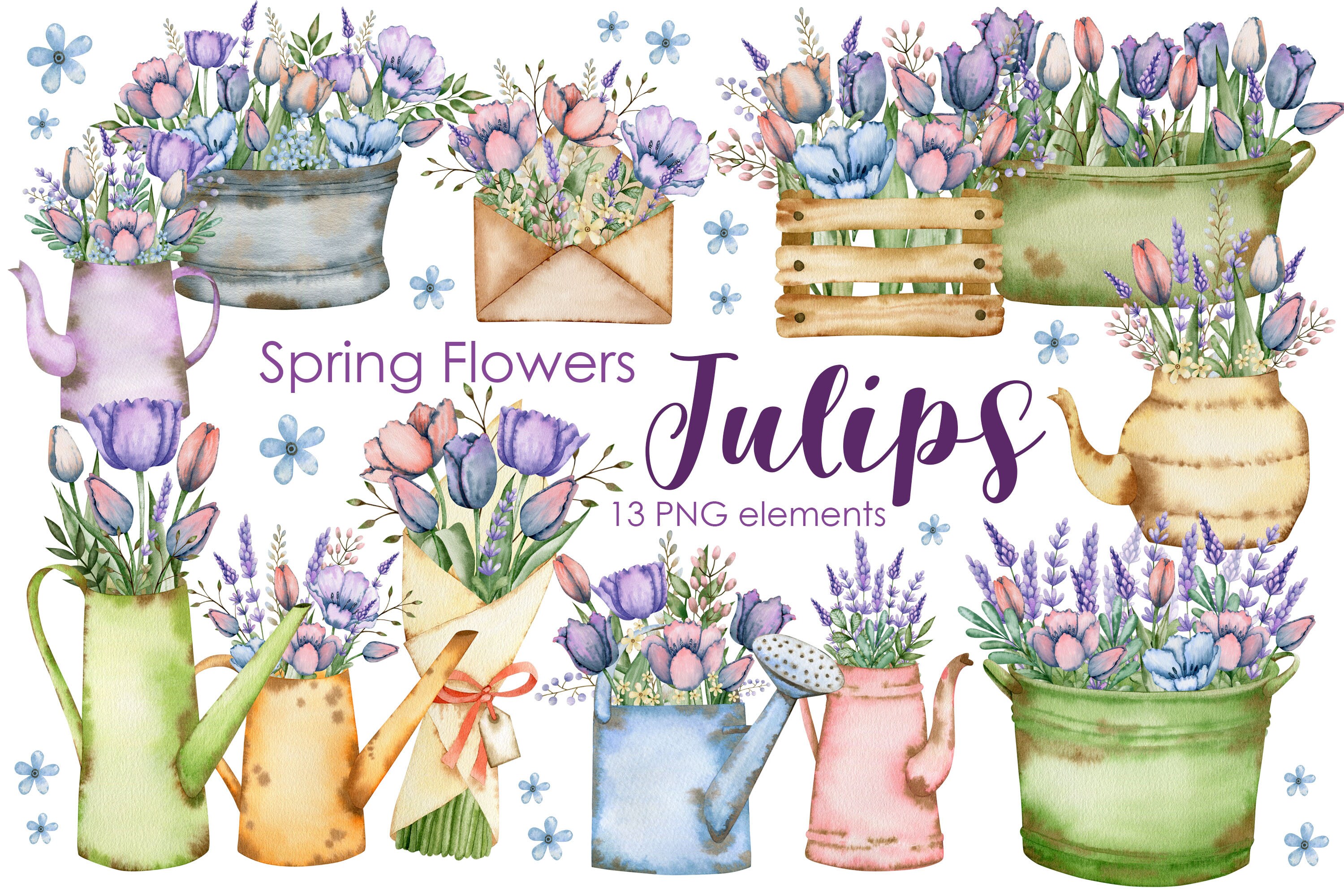 Watercolor Tulip Clipart, Mother's Day Decor, Tulip Compositions ...