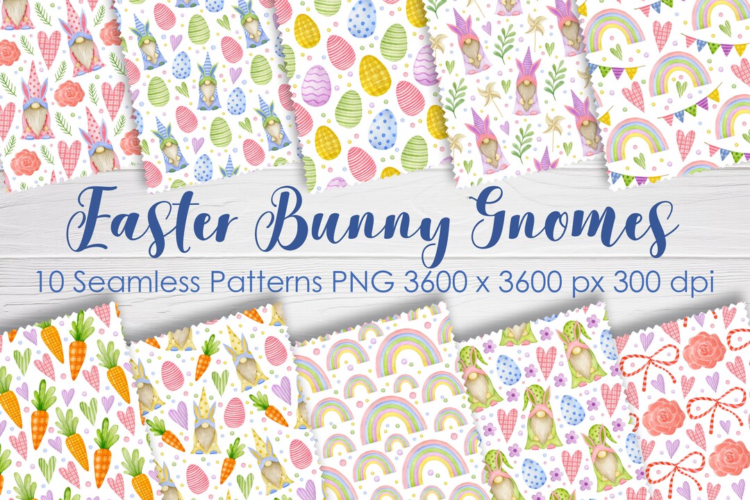 Easter Gnomes Seamless Pattern, Bunny Gnome Pattern, Seamless Easter ...