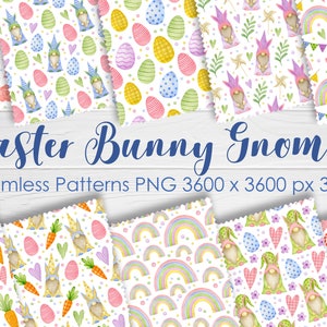 Easter Gnomes Seamless Pattern, Bunny Gnome Pattern, Seamless Easter ...
